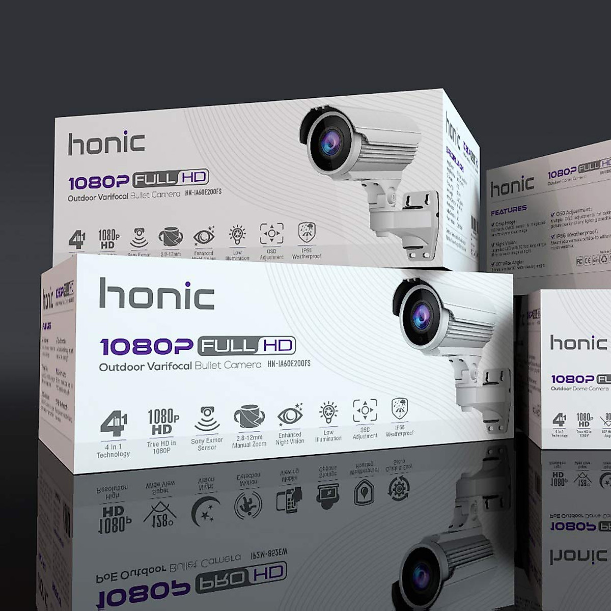 honic 1080P (TVI/AHD/CVI/1200tvl) Security Camera with Sony STARVIS(EXMOR) Sensor, 2.8-12mm Manual Zoom, WDR (1080P Only), Smart IR, HLC, 2MP Outdoor Analog CCTV Cameras for Surveillance