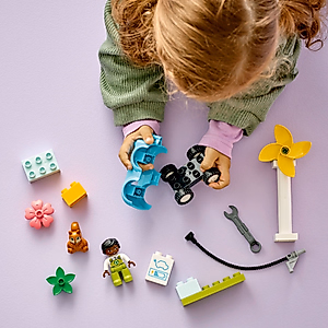 LEGO DUPLO Town Wind Turbine and Electric Car 10985 Early Development Building Toy, includes Charging Station for Pretend Play, Great Gift for Toddler Boys and Girls Ages 2 Years Old and Up