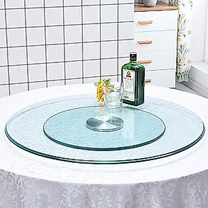 BBAUER Lazy Susan Turntable, Table Glass Turntable, Tempered Glass Lazy Susan Turntable, Round Tabletop Rotating Serving Tray for Dining Table