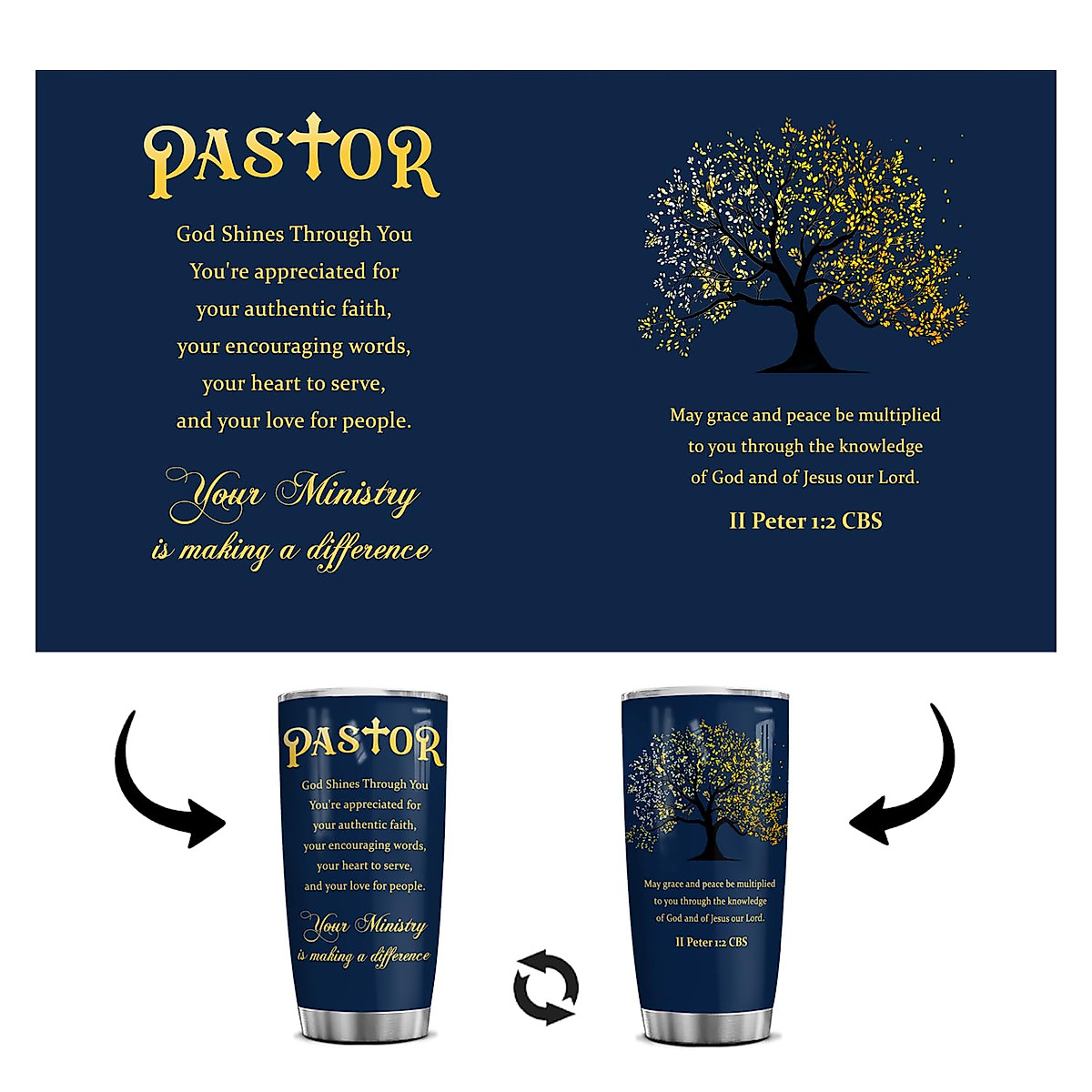 FROOBLEQUIRK 20 Oz Tumbler for Men, Ministry Appreciation, Retirement, Youth Pastor Birthday Christmas Cup Mug, Religious Scripture, Baptism Christian, Pastoral Gift