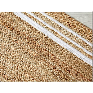 GRUHUM Jute Cotton Area Rug 4x6 ft,Rectangle Natural Handwoven Boho Farmhouse Rustic Vintage EcoFriendly Soft Braided Reversible Rug - Indoor EcoFriendly Kitchen Bedroom Living Room Hallways Enterways