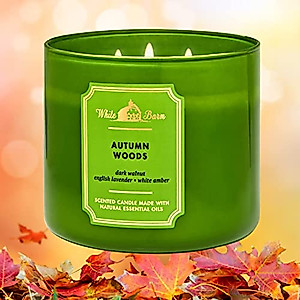 Bath & Body Works, White Barn 3-Wick Candle w/Essential Oils - 14.5 oz - New Core Scents! (Autumn Woods)