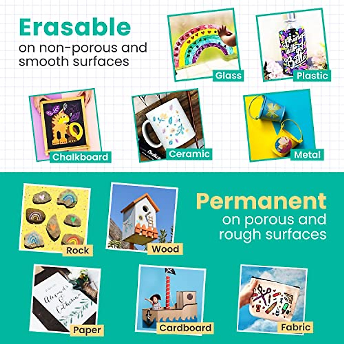 Chalkola Liquid Chalk Markers Erasable (10 Pack) w/ Gold & Silver - Washable Paint Chalk Pens for Chalkboard Signs, Blackboard, Car Window, Bistro, Glass, Board - Neon Wet Wipe 6mm Reversible Bold Tip