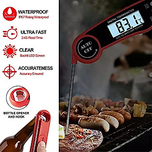 Household Instant Digital Meat Thermometer, Instant Food Thermometer with Digital Probe, Baking, Water, Milk, Oil Thermometer, Waterproof Metal Thermometer with LCD Reading.