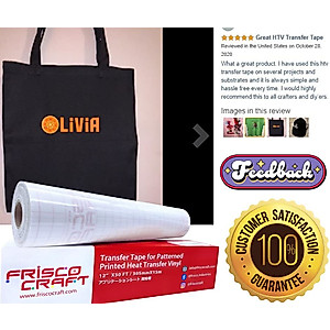 Frisco Craft Transfer Tape for Heat Transfer Vinyl - Iron on Transfer Paper - Heat Transfer Application Paper, Clear Transfer Tape for Printable HTV (12" x 50FT)