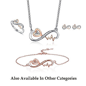 Forever Love Heart Rose Gold 925 Sterling Silver Rn Practitioner Nurse Infinity Heartbeat Pendant Necklaces for Women Nursing Graduation Jewelry Wife Girlfriend Valentine Mother Day Christmas Gifts