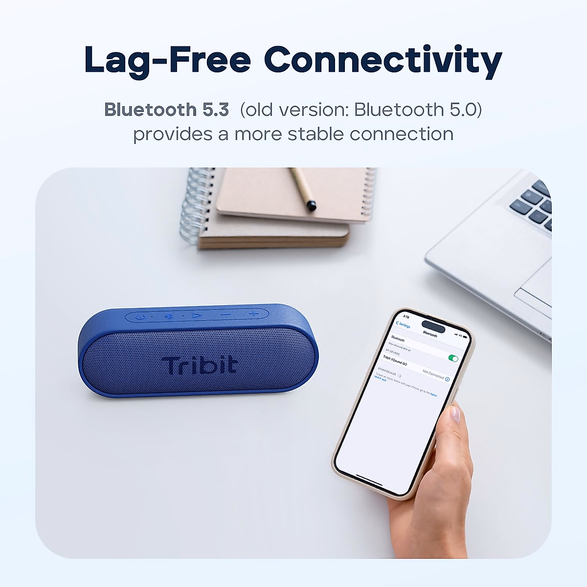 Tribit Bluetooth Speaker, XSound Go Speaker with 16W Loud Sound & Deeper Bass, 24H Playtime, IPX7 Waterproof, Bluetooth 5.0 TWS Pairing Portable Wireless Speaker for Home, Outdoor (Upgraded)