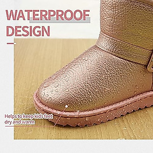 Apawwa Girls and Boys Boots Fur Lined Slip-On Warm Girls Snow Boots Waterproof Kids Winter Boots Stylish Kids Walking Boots C968 Color Pink Size 26