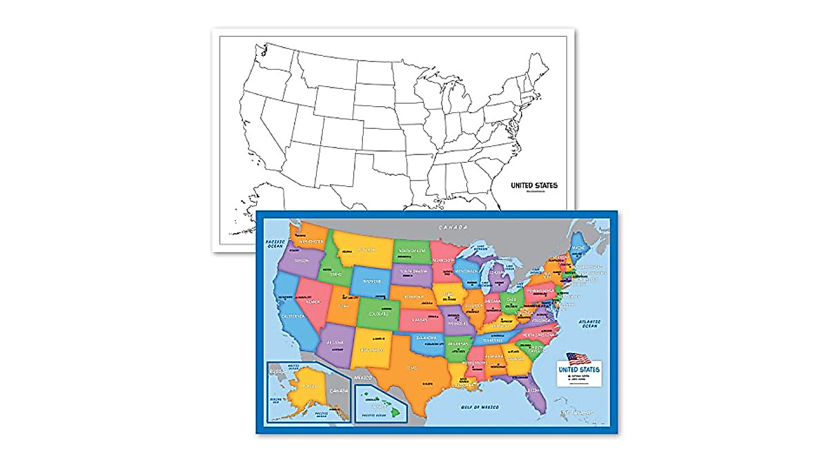 Palace Learning USA Map Posters - 2 Pack for Kids