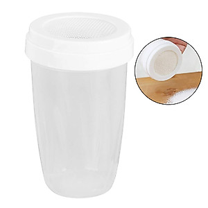 Plastic Powder Shaker with Lid, Powder Sugar Shaker Duster with Fine Mesh Sifter Shaker for Sugar Powder Cocoa Flour Chocolate Coffee Sifter Baking Accessories