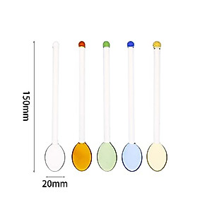 GULELAYAR 5 Pieces Glass Spoons for Coffee Teaspoons Glass Stirring Spoon Rod 5.9 inch Coffee Stirrers Ice Tea Spoon Glass Mixing Spoon for Tea SugarHome Bar Party