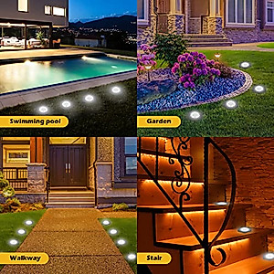 TAC TEC Solar Ground Lights Outdoor, 12 LEDs Waterproof Garden Solar Powered Lights, Bright Décor Solar Landscape Lighting for Driveway/Pathway/Walkway, Inground Lights for Yard (Cool White, 10 Pack)