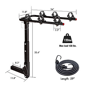 AA Products 3 Bike Rack Platform Hitch Mount Rack Foldable Bicycle Rack for Cars, Trucks, SUV's and Minivans, Fits 2'' Hitch Receiver