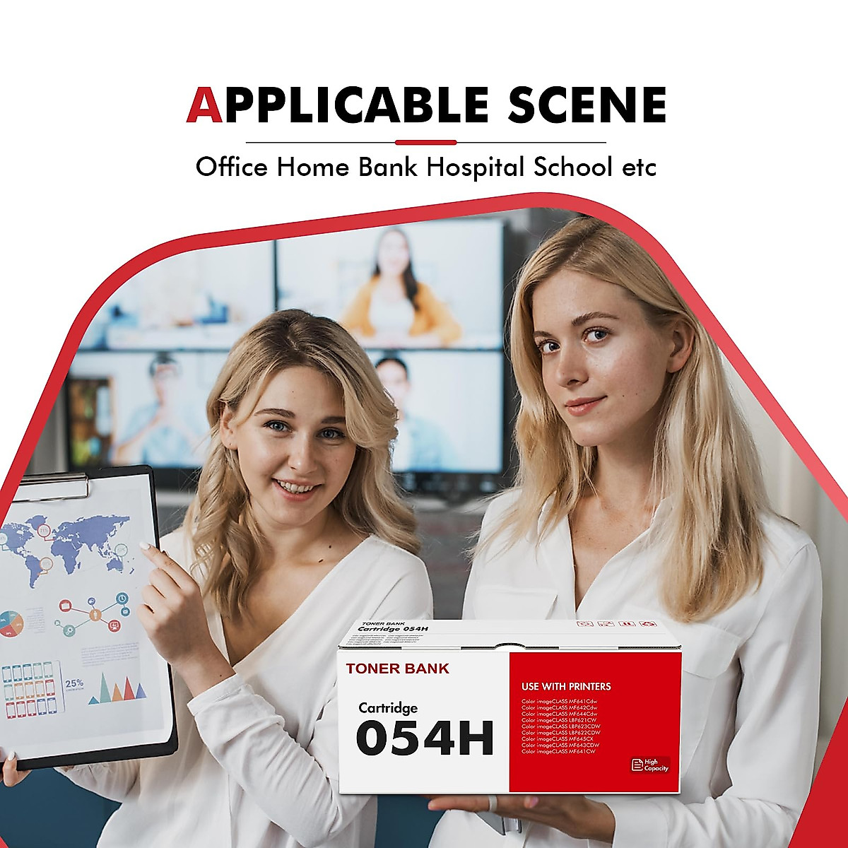 Toner Bank Compatible 054 Toner Cartridge Replacement for Canon 054H 054 CRG054H Color ImageCLASS MF644Cdw MF642Cdw LBP622Cdw MF641Cw MF644 MF642 High Yield Printer Black Ink 2-Pack