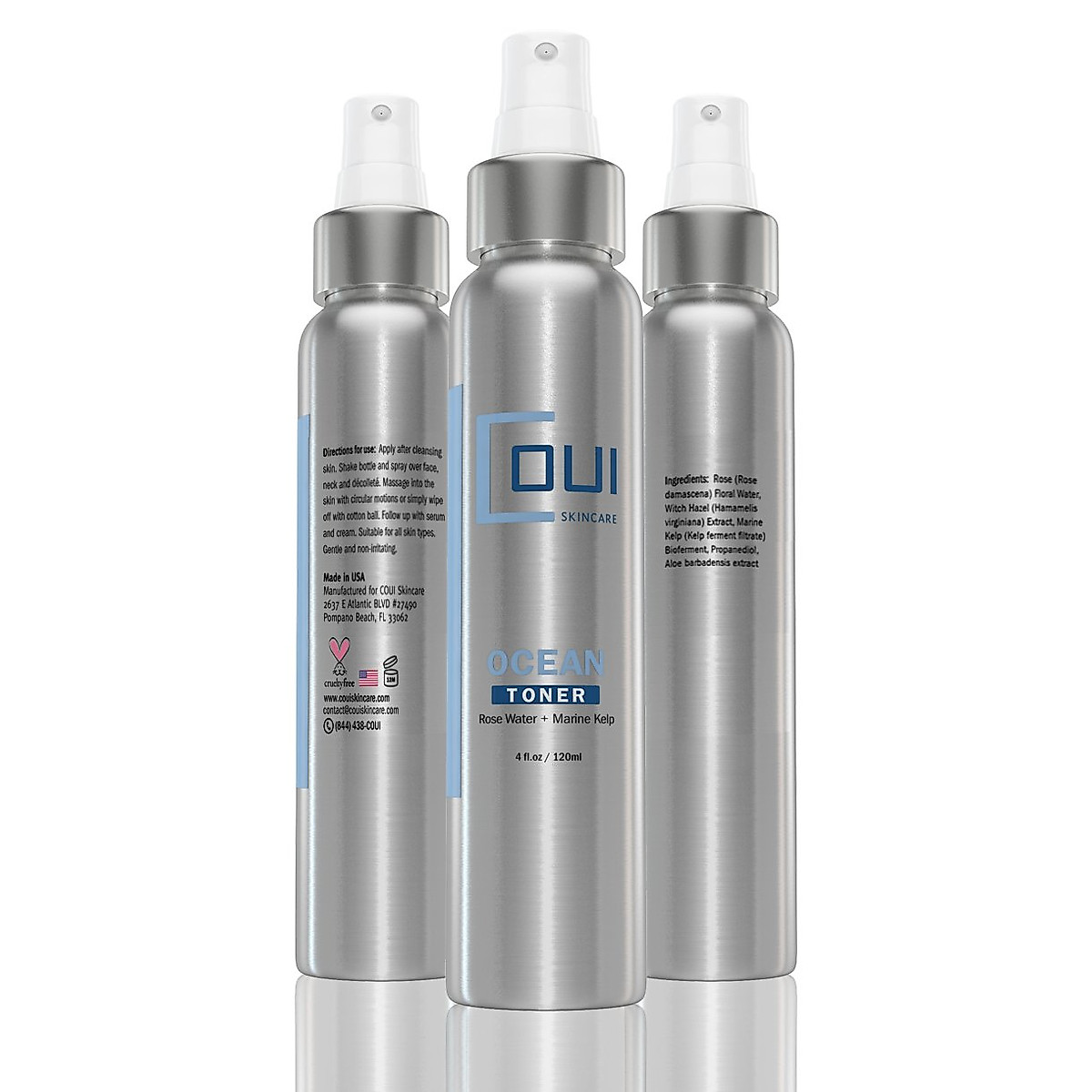 Ocean Facial Toner Face Astringent - Rose Water, Witch Hazel, Alcohol Free - Tighten Pores for Face, Neck, Décolleté