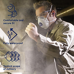 Dräger X-plore 1350 V N95 Particulate Respirator with Exhalation Valve, 10 Pack, Size S/M, NIOSH-Certified, Disposable Dust Mask, Adjustable Head Harness, Low Breathing Resistance