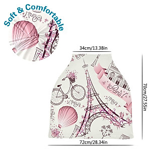 Nursing Cover Breastfeeding Scarf Romantic Travel in Paris- Baby Car Seat Covers, Stroller Cover, Carseat Canopy (g)