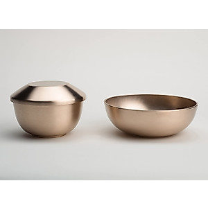 NotBiChae Premium Bronzeware Rice Bowl Soup Bowl 2 Sets Korean Traditional Handmade Tableware BANGJJA YUGI with Gift Wrap
