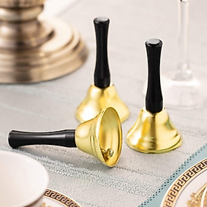 12 Pieces Metal Hand Bells Call Bells Service Hand Bells for Adults Kids Black Wooden Handle Music Hand Bells Musical Instruments Percussion for Christmas Party Supplies