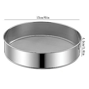 TONSNY 6" Small Flour Sifter Stainless Steel 18/8 Flour Sieve 60 Mesh Round Sifter for Baking Cake Bread（6"/60m Mesh/18/8 Steel)