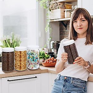 15 Pack 32 oz Plastic Jars with Lids Clear Mason Jars Large Storage Container Wide Mouth Empty Bulk for Home Food Candy Organizing Kitchen(White)