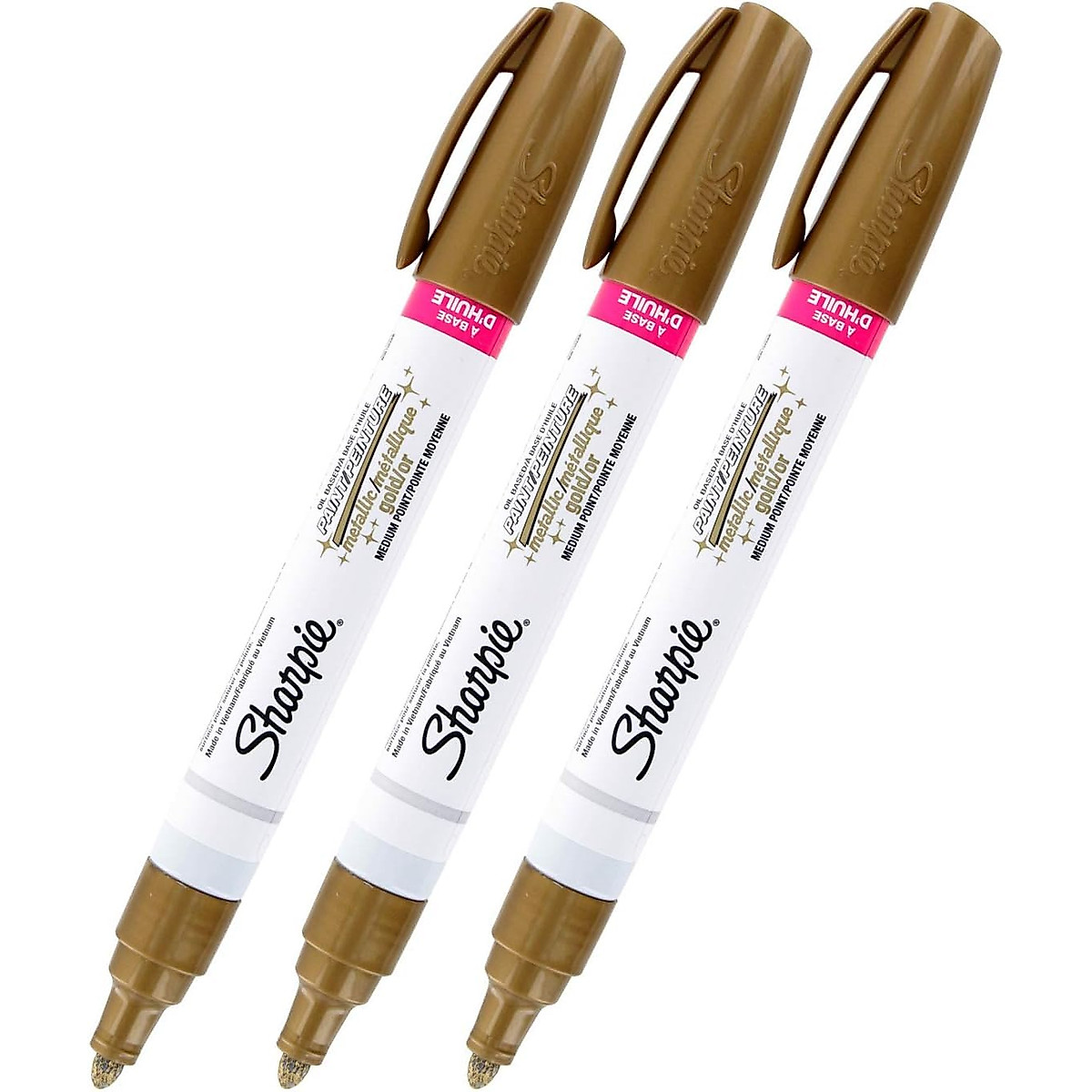 Sharpie Oil-Based Paint Marker, Medium Point, 3-Count (Metallic Gold)