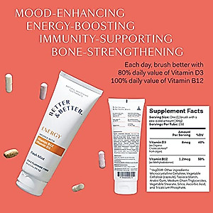 Better & Better Fortify Toothpaste w/Hydroxyapatite | Energy Toothpaste w/Vitamin B12 & D3 | Fluoride-Free, SLS-Free Toothpaste w/Organic Mints | Natural, Vegan & Whitening Toothpaste
