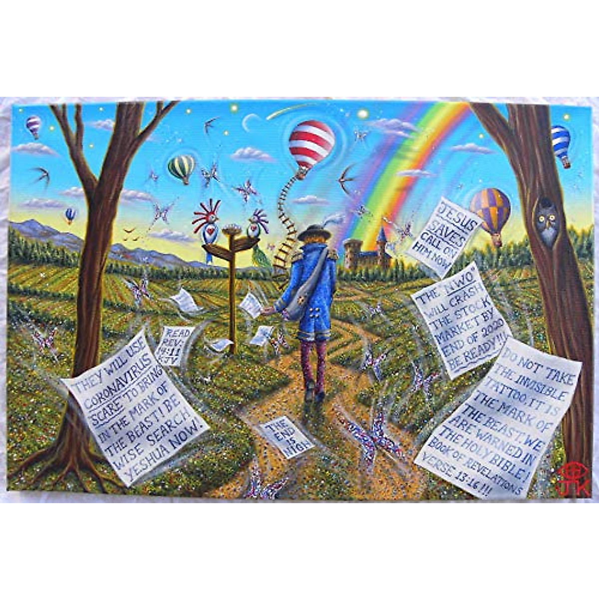 Joseph KALIHER (Texas 1970) PARABLE OF THE SOWER OF MEMES OIL on CANVAS cm 40x60