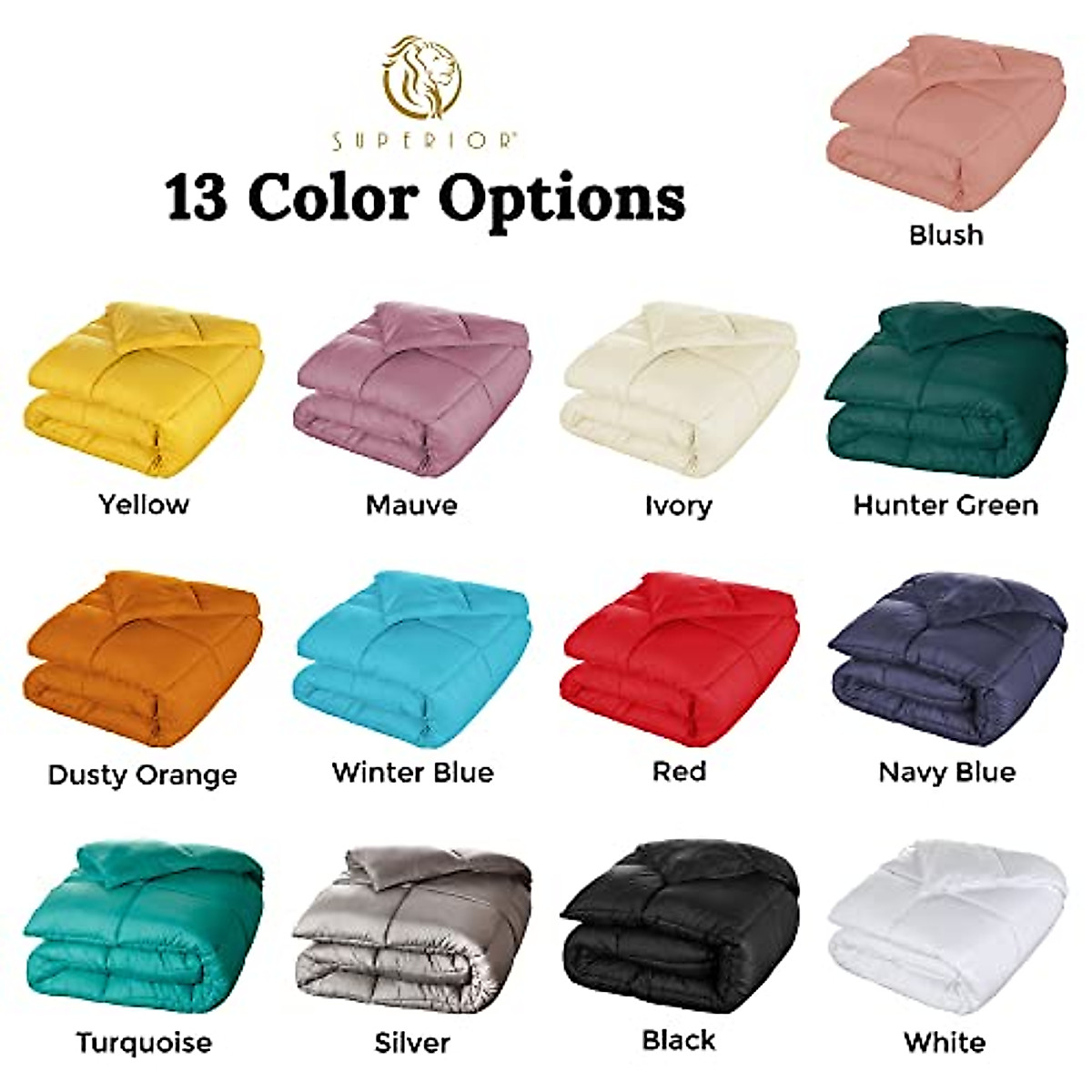 SUPERIOR Down Alternative All Season Comforter, Medium Fill Weight, Perfect for Winter and Summer, Bedding for Bed, Breathable and Comfortable Bedding Duvet Inserts & Bed Sets, King Size, Silver