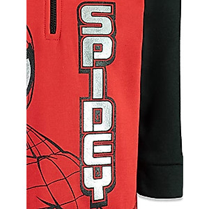 Marvel Spider-Man Big Boys Fleece Half Zip Hoodie Red/Black 10