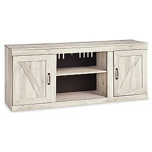 Signature Design by Ashley Bellaby Farmhouse Large TV Stand up to 60" with 3 Adjustable Shelves and Fireplace Option, White