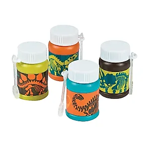 Fun Express Dino Bubbles (24 Pack of 1 oz Bottles) Dinosaur Party Favors and Toys - VBS Vacation Bible School Supplies/Decor