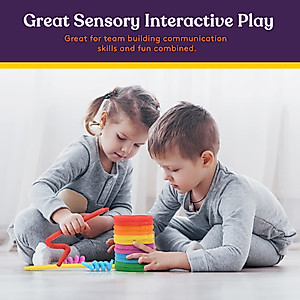 Special Supplies 30-Pack Mini Fun Pull and Pop Fun Tubes Mini for Kids Stretch, Bend, Build, and Connect Toy, Provide Tactile and Auditory Sensory Play, Reusable Storage Container, Colorful