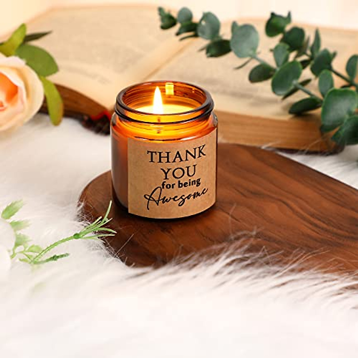 4 Pcs Thank You Candles 3.5 oz Scented Candles Employee Appreciation Gifts Thank You for Being Awesome Inspirational Candle for Teacher Coworker Nurse Women Gifts, 4 Fragrances
