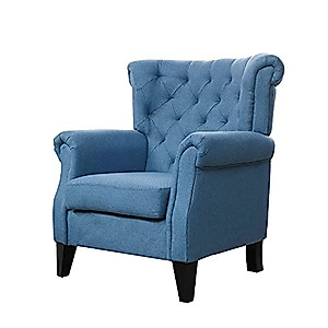 LOKATSE HOME Accent Chair Modern Club Armchair Indoor Furniture Comfy Upholstered Single Sofa for Living Room, Bedroom, Blue
