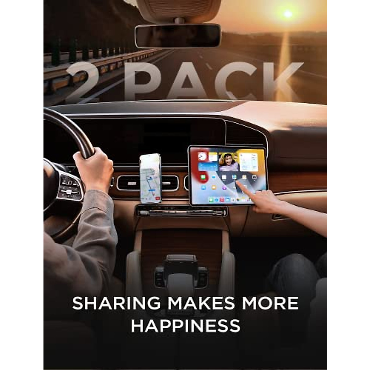 LISEN 2 Pack Magnetic Phone Holder for Car Mount 6 Military Magnets Car Phone Holder Mount Hands Free Vent Cell Phone Holder Mount for Car 6 Metal Plates Fit All iPhone 14/13/12/11, Pro Max, Android