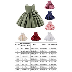 Flower Girls Bowknot Tutu Dress for Kids Baby Wedding Bridesmaid Birthday Party Pageant Formal Dresses Toddler Little Princess First Communion Baptism Christening Dance Prom Gown White 2-3 Years