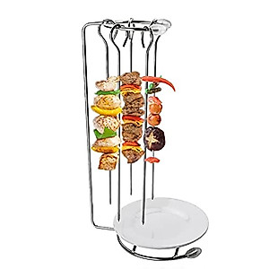 YARDWE Kebab Skewers Metal Skewers 2 Sets Vertical Skewer Stainless Steel Stainless Steel BBQ Kabob Skewers Rack Holder Vertical Barbeque Grilling Rack Meat Spit Kebab Skewers Metal Skewers