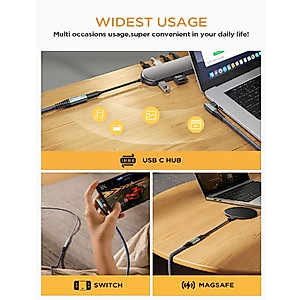 AINOPE USB C Extension Cable, (3.3Ft/1m/20Gbps) Right Angle USB 3.2 Type C Extension Nylon Braided 100W/5A Fast Charging Compatible with USB C Hub/Dell XPS/MacBook/iPad Pro/Magsafe Charger(Gray)