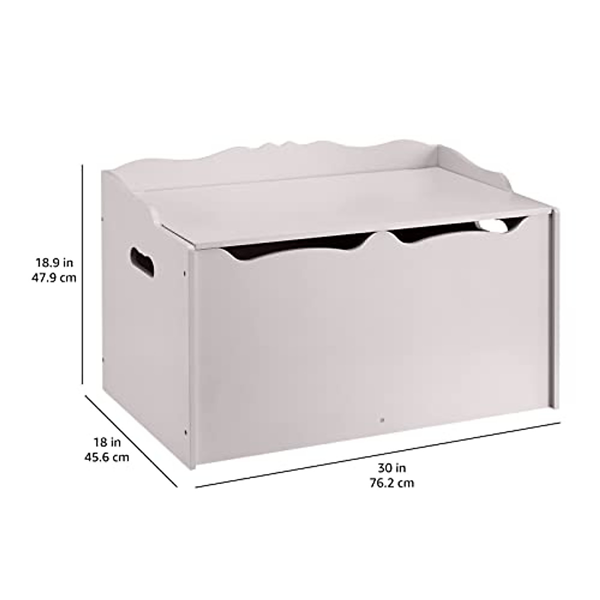 Amazon Basics Kids Toy Box, Wooden Organizer Storage Chest, Gray, 30" x 18" x 19"