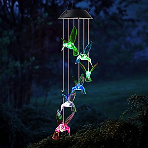 Mother Gift, Gifts for Grandma, Hummingbird Gifts, Hummingbird Wind Chimes Outdoor,Solar Wind Chimes, Gifts for mom, Birthday Gifts for Women, Garden Gifts, Garden Decor, Yard Decor