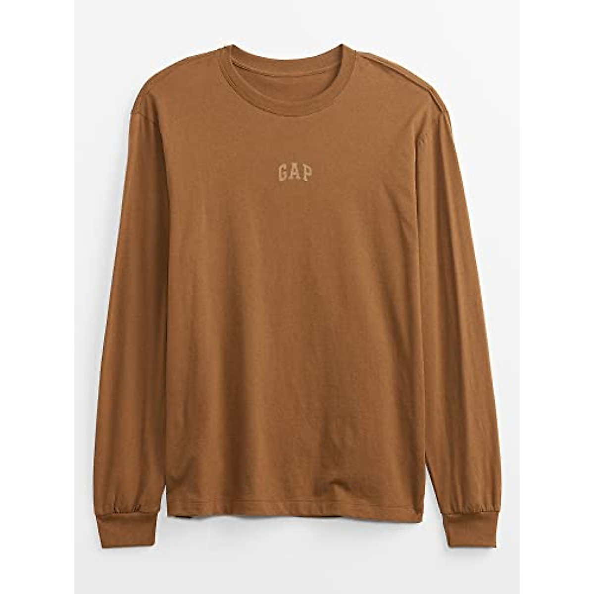 GAP Mens Relaxed Fit Long Sleeve Logo T-Shirt Bright Brown