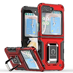 Phone case Compatible with Samsung Galaxy Z Flip 5 Case,Military Grade Drop Proof Protection Cover with 360° Rotation Kickstand Shockproof Dual-Layer Protection Phone Case Phone Protection (Color : V