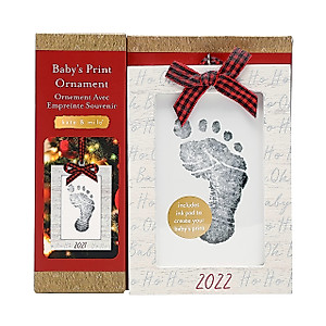 Kate & Milo 2022 Baby's Footprint Christmas Ornament, Fill in Baby's Print Holiday Ornament with Included Ink Pad, Gift for New and Expecting Parents