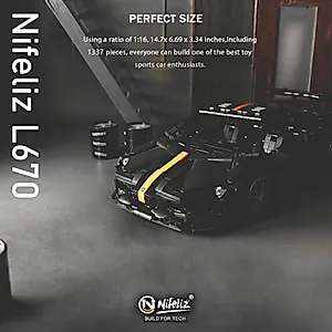 Nifeliz L670 Sports Car MOC Building Blocks and Construction Toy, Adult Collectible Model Cars Set to Build, 1:14 Scale Sports Car Model (1337 Pcs)