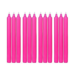 Zest Candle 12-Piece Taper Candles, 10-Inch, Hot Pink Straight