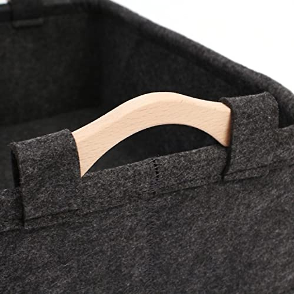 Muellery Storage Basket Decorative Wooden Fabric Tray Storage 15.6x10.2in(37x26cm) Black TPAF119851