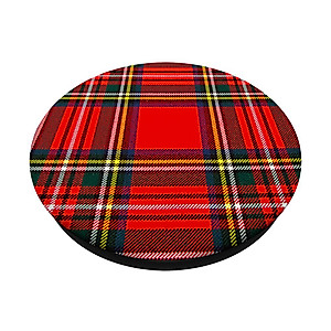 Red Scottish Plaid Pattern Trendy Stripes Plaid Fabric Shawl PopSockets PopGrip: Swappable Grip for Phones & Tablets PopSockets Standard PopGrip