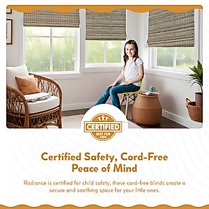 Radiance 2208866E Cordless Roman Shade, 46" W x 64" L, Driftwood