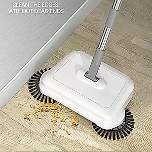 Hand Push Sweeper - Home Sweeping Mopping Machine Vacuum Cleaner Sweep Carpet and Floor Sweeper with Dual Rotating System 2 Corner Edge Brushes Cleaning Sweeper Tool Sweeping Robot